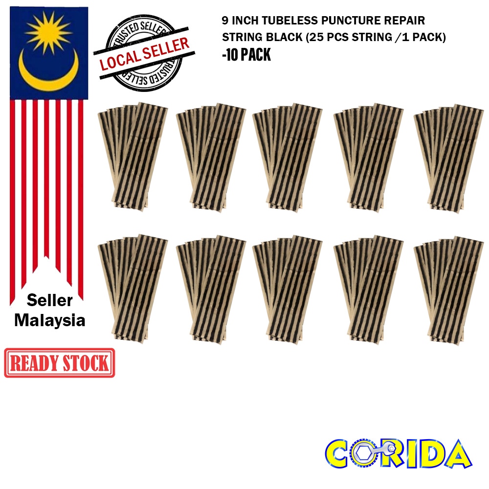 Heavy Duty 9 Inch Tubeless Puncture Repair String Black 25pcs strings ...
