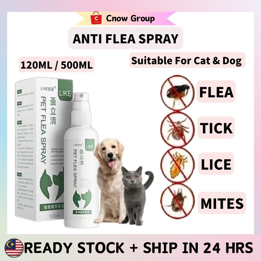 Cat Dog Pet Spray Anti Fleas Lice Mites Ticks Spray Kutu Kucing 120ML ...