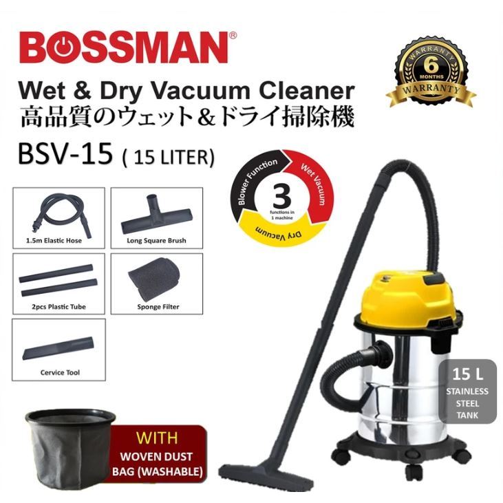 BOSSMAN 3 in 1 Vacuum Cleaner 15L BSV15 1500W WET DRY BLOW / BSV20 ...