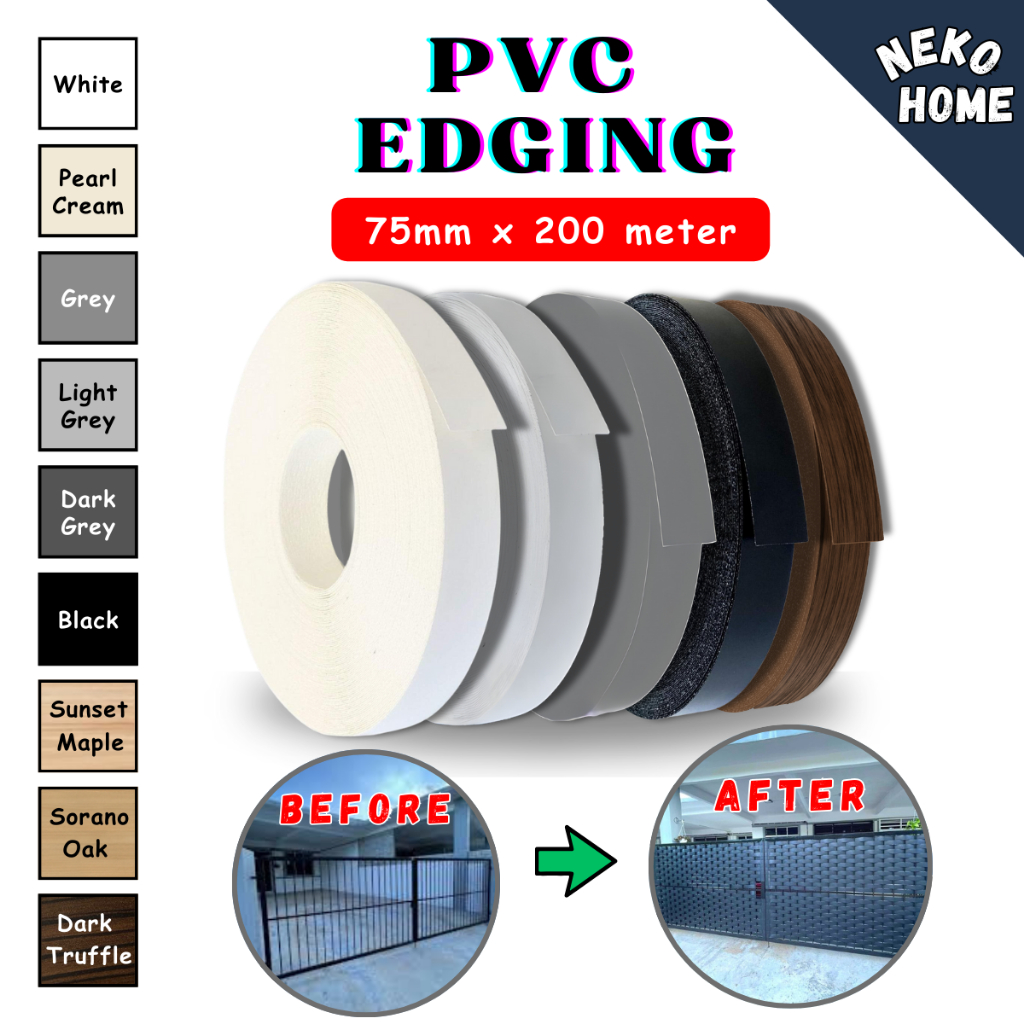 Pvc Edging Banding Foll Wood 75mm 200 Meter Gate Decoration,Papan pagar ...