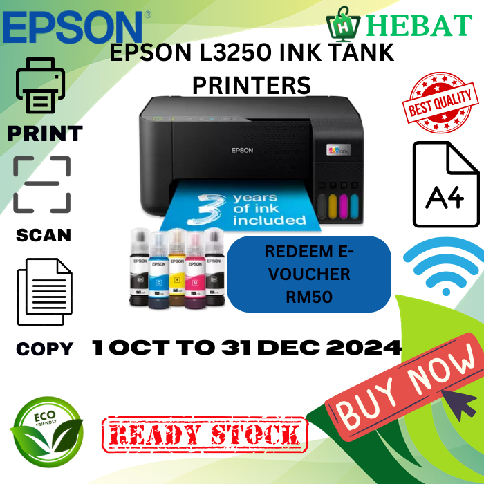 Epson EcoTank L3210, L3256, L3250 All-in-One (Print, Scan, Copy) Color ...