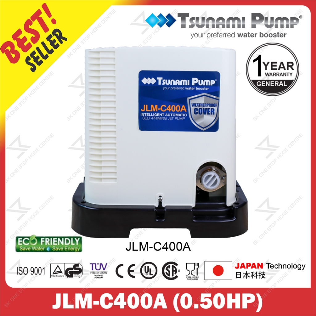 Tsunami JLM-C400A Automatic Self-Priming Pump (With Cover) 0.5HP 400W ...
