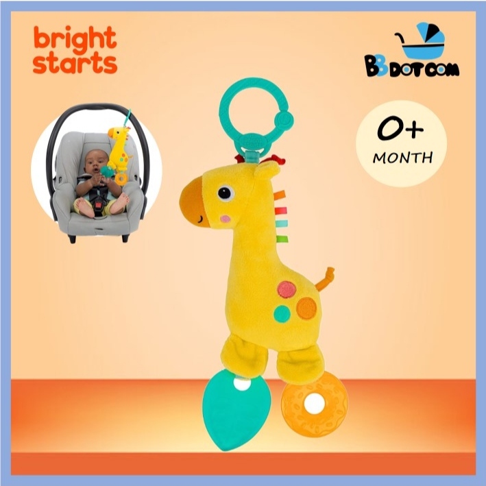 Bright Starts Safari Soother Rattle & Teether Toy for Stroller and On ...