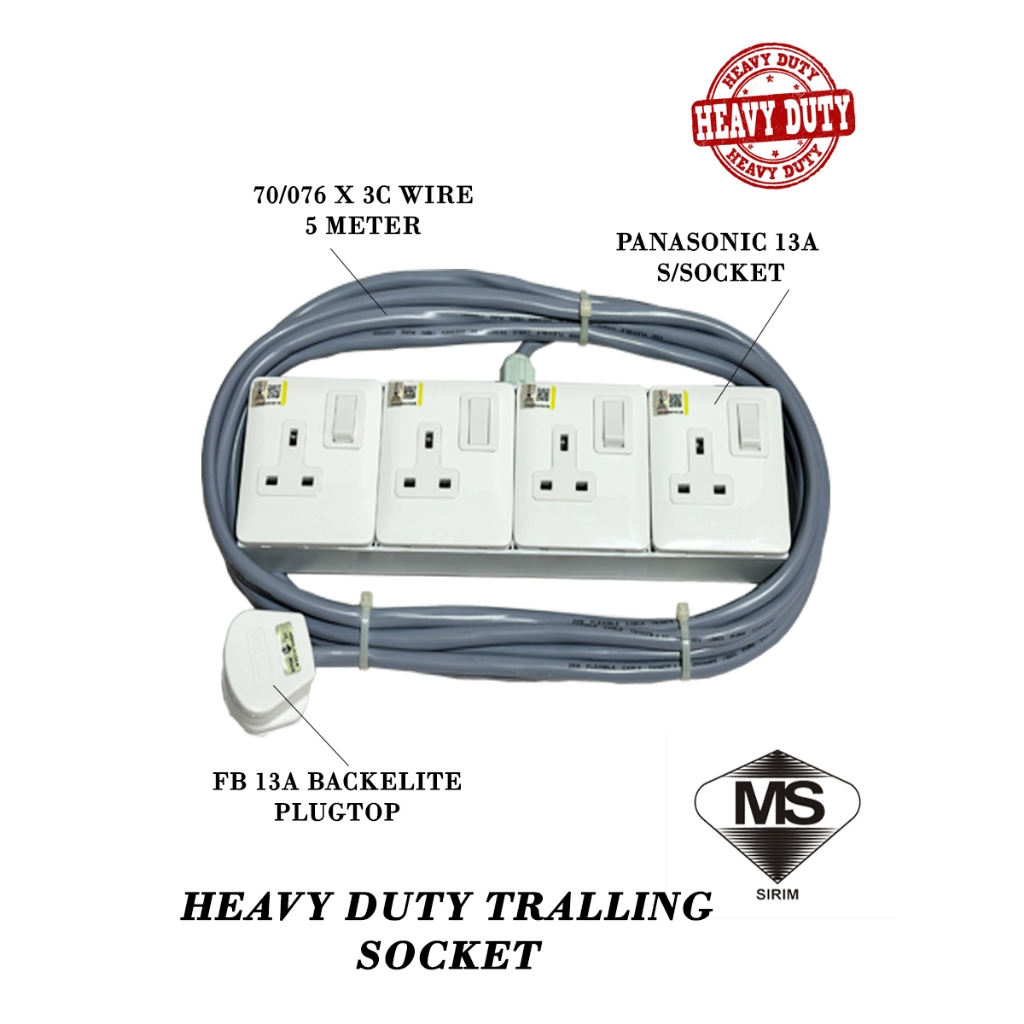 Heavy Duty Extension Wire Plug (3000W / 3500W) Trailing Socket ...
