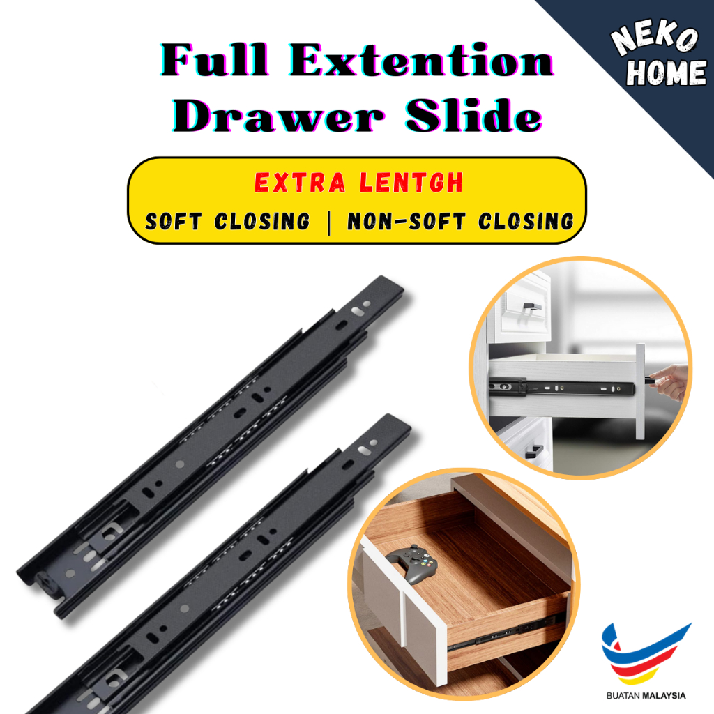 Full Extension Drawer Slide Soft Closing /Non Soft Closing Extra Length ...