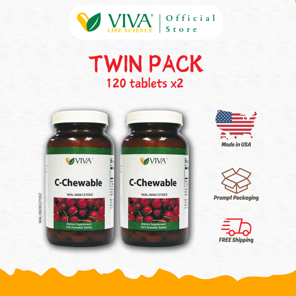 TWIN PACK - C-Chewable (120 chewable tablets x2) (Exp. Dec 2026) 口嚼维他命C ...