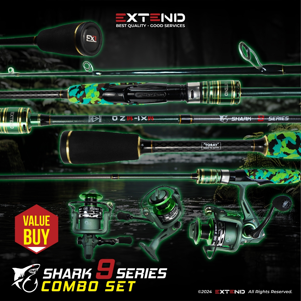 Extend Shark 9 Series Rod + Spinning Reel Combo Set | Shopee Malaysia