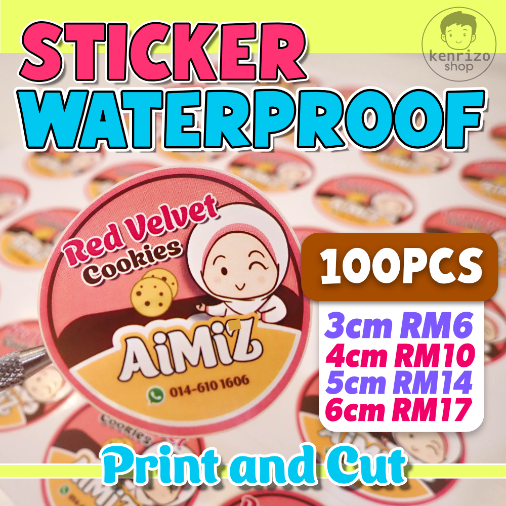 Sticker Produk Kalis Air - Saiz 3cm hingga 6cm / Custom Shape | Shopee ...