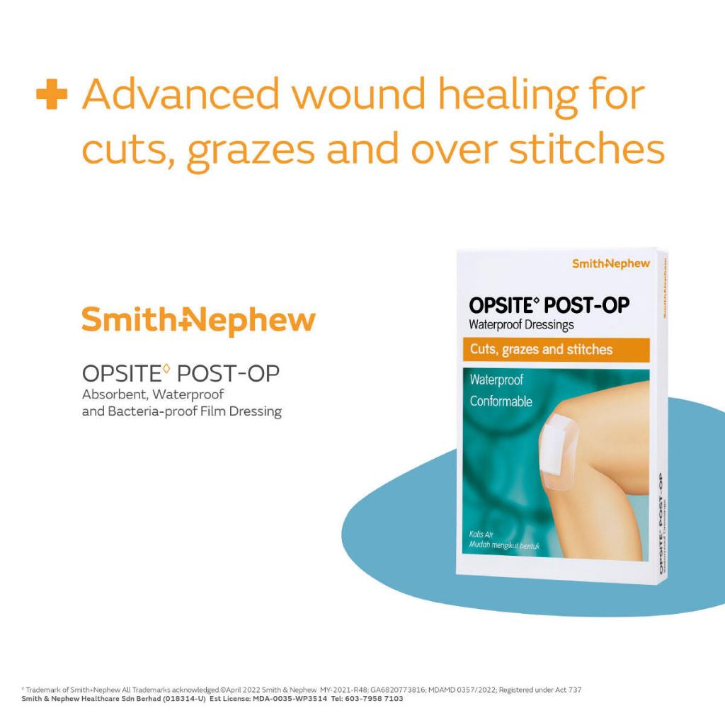Smith+Nephew Opsite Post-OP Waterproof Dressings (25cm x 10cm x 20's ...