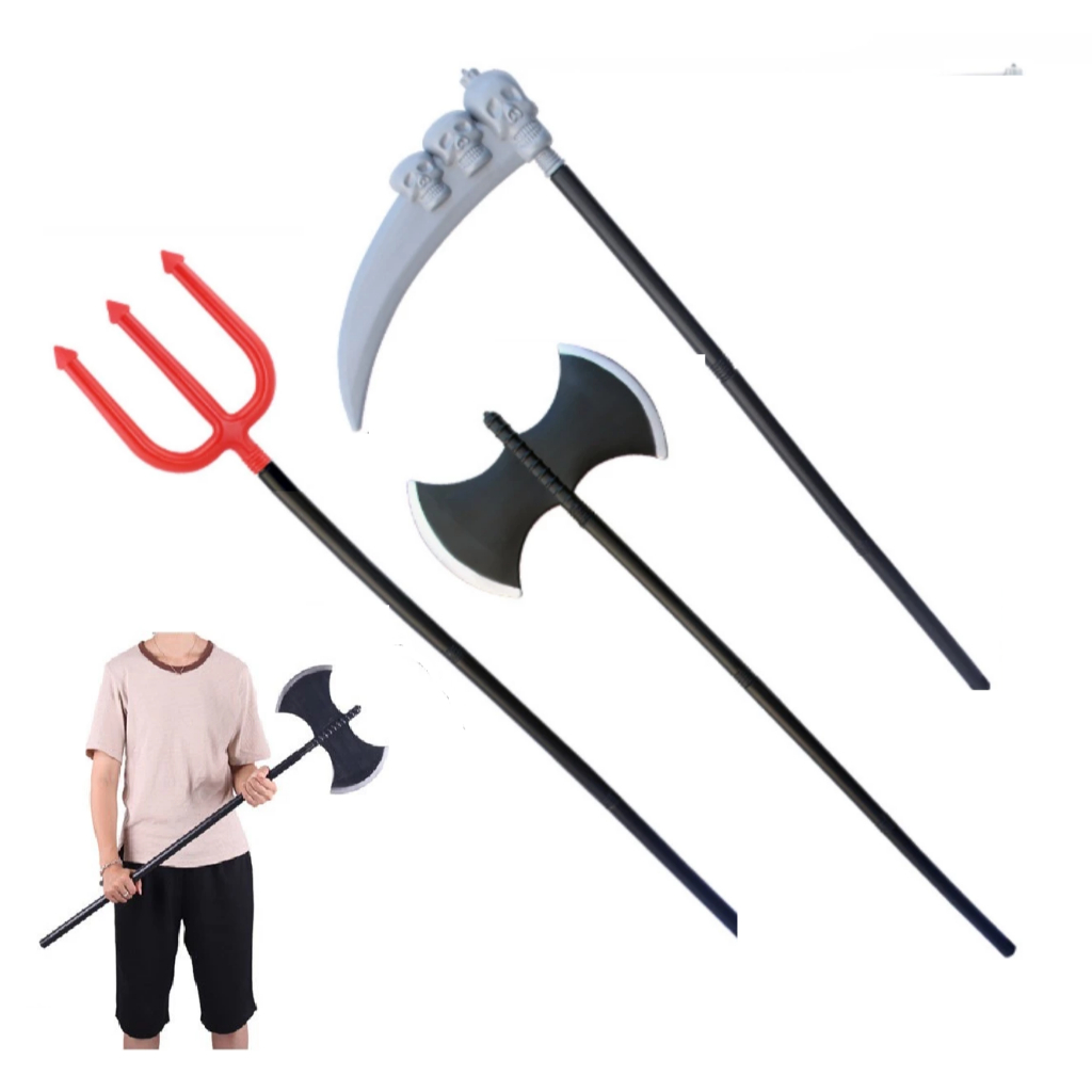 💥Malaysia Ready Stock💥Halloween Stage Props Axe Red Trident Cosplay Ax ...