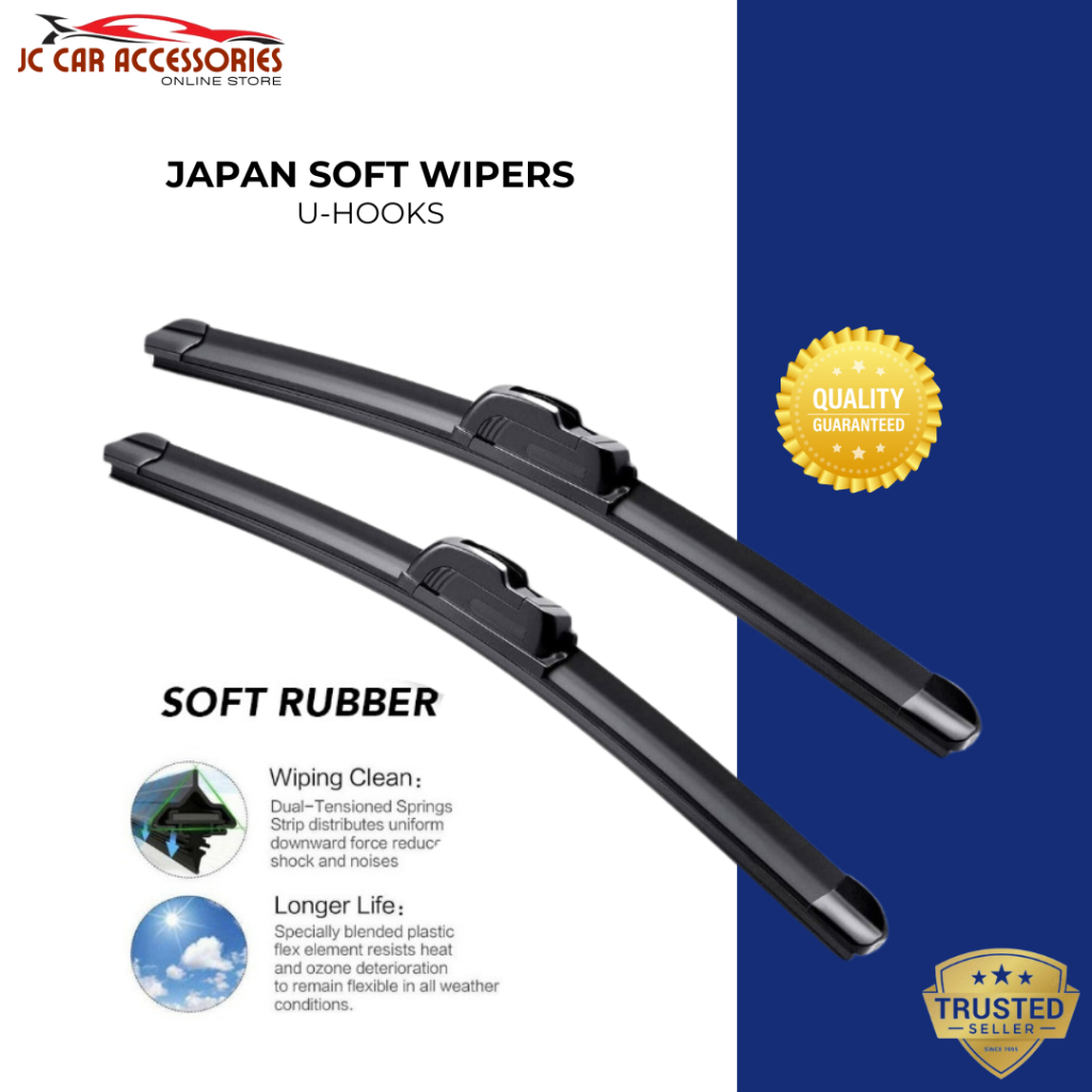 Japan Soft Rubber Wipers Blade U hook Boneless Wiper Kereta Perodua ...