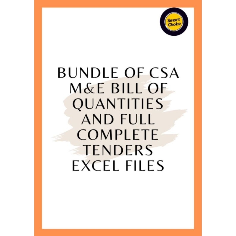 Bundle of CSA M&E BILL of Quantities and FULL Complete Tender EXCEL Files | Shopee Malaysia