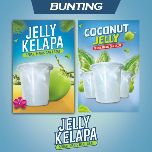 Bunting Banner Jelly Kelapa Coconut Jelly Pandan Design Cantik, Murah ...