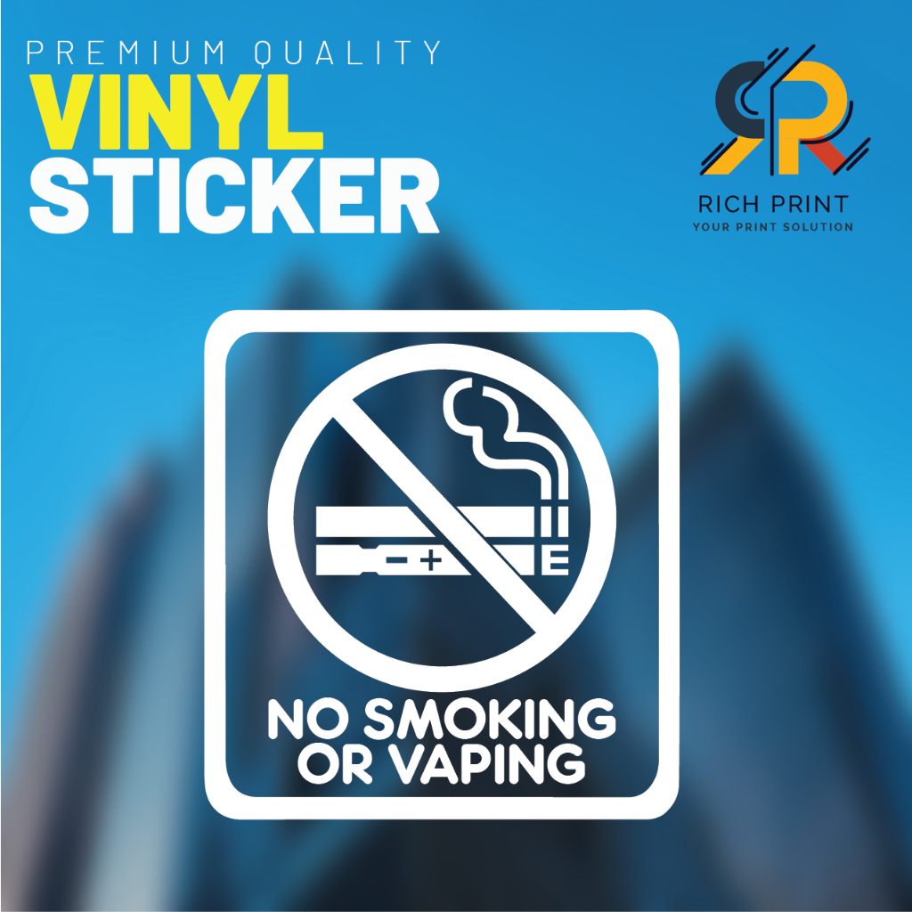 No Smoking Vaping Cutting Sticker Vinyl Ready To Install For Glass Door ...
