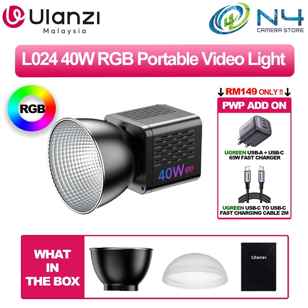 Ulanzi L024 / L074 40W RGB Video Light Full Color Photography Lamp 3400mAh 2500-6500K CCT COB ...