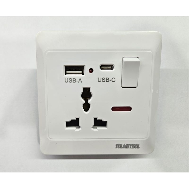 Universal Switched Socket with Dual USB Charging Port LED Power ...