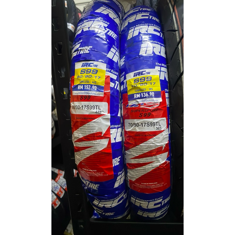 IRC TIRE TUBELESS 44S S99 70/90-17 80/90-17 tayal | Shopee Malaysia