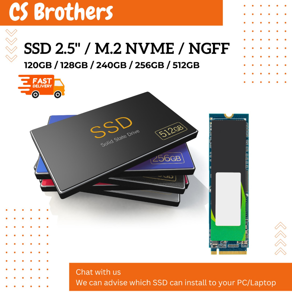 [Local Stock] Used SSD 2.5" /M.2 NVME / NGFF 120GB 128GB 240GB 256GB 512GB Desktop Laptop ...