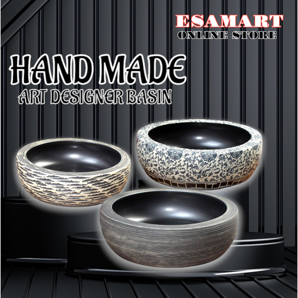HAND MADE CERAMIC BASIN DESIGNER ART BASIN ABOVE COUNTER TOP ART SINK ...