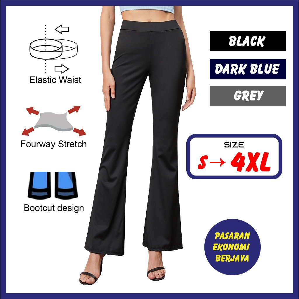 SELUAR PLAIN WANITA BOOTCUT 102# SUKAN CASUAL PLAN BASIC CASUAL PANTS ...