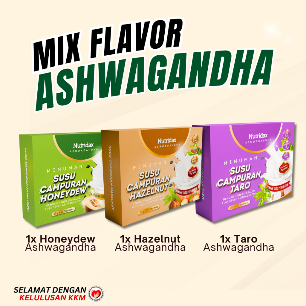 Nutridax Susu Ashwagandha MIX Flavor - Susu Kawal Kencing Manis - Susu ...
