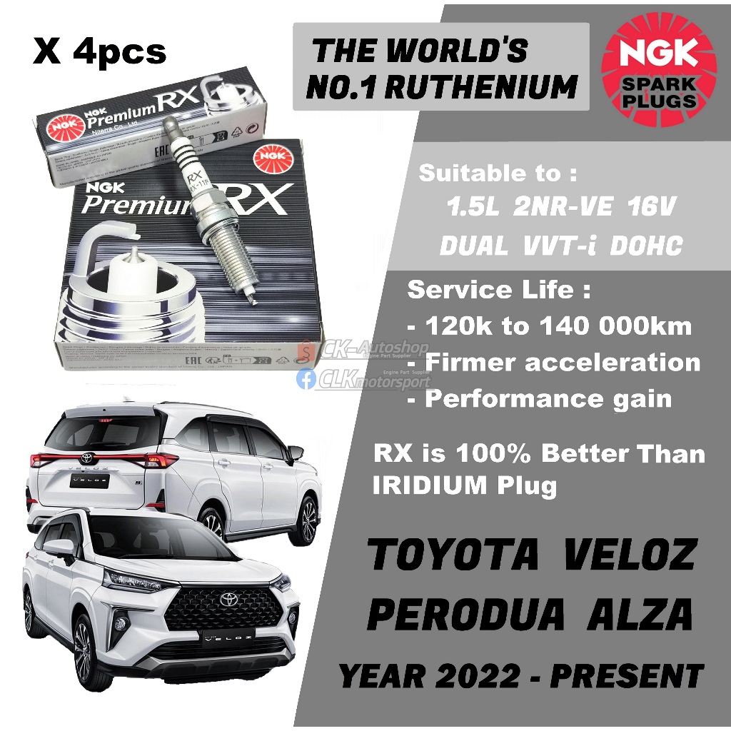 NGK Premium RX Spark Plug - Toyota Veloz Perodua Alza W101 W151 1.5L ...