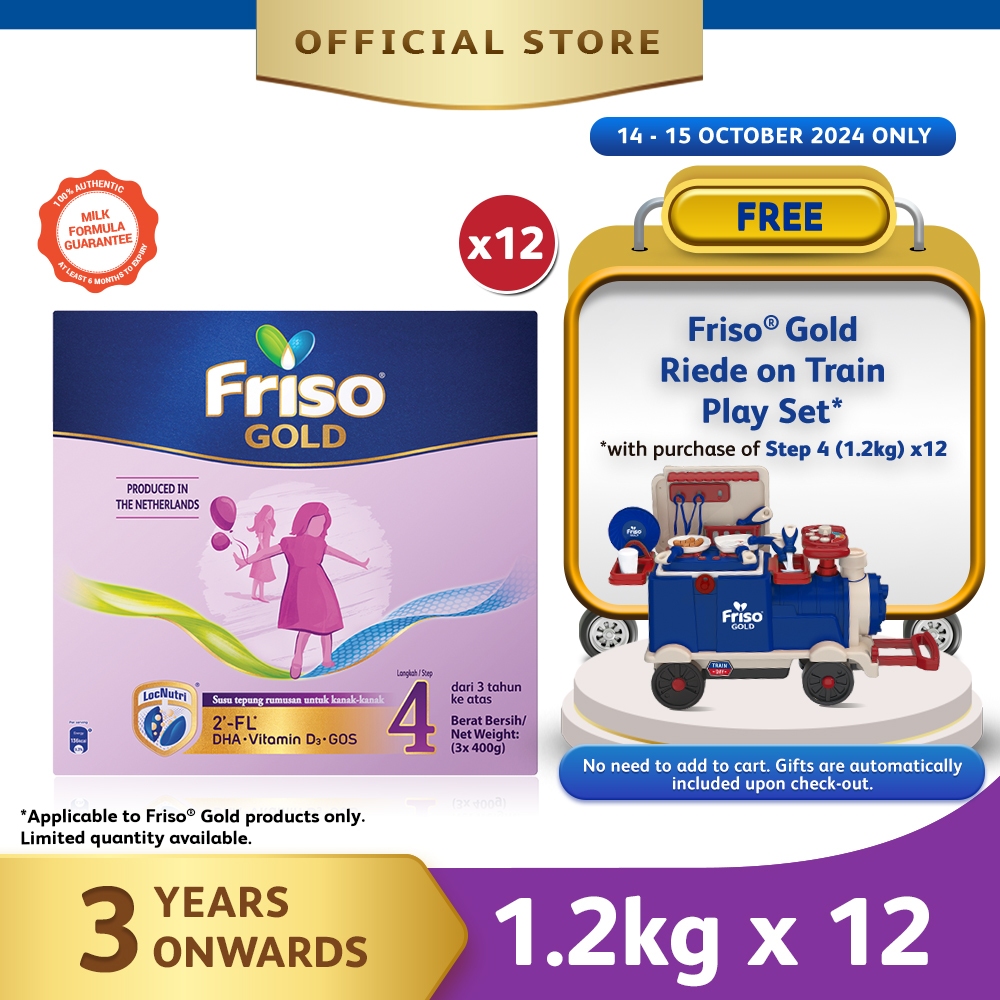 [14.10] Friso Gold Step 4 Milk Formula - 1.2kg x 12 [FREE Friso Gold ...
