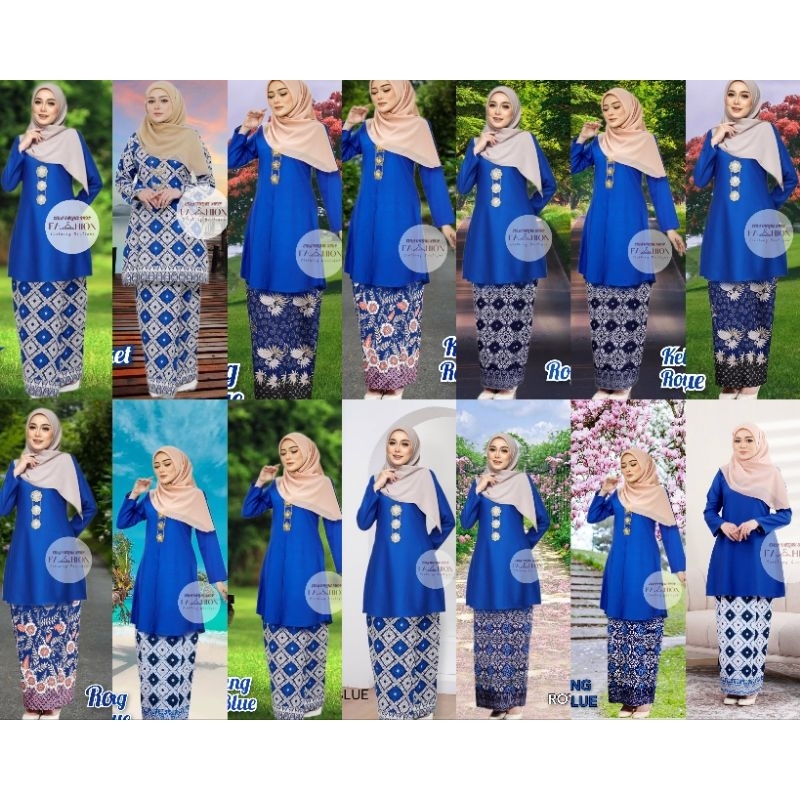 [ BLUE ] BIRU ROYAL BLUE NEW KEBARUNG KURUNG RIAU SONGKET BATIK BATEK ...