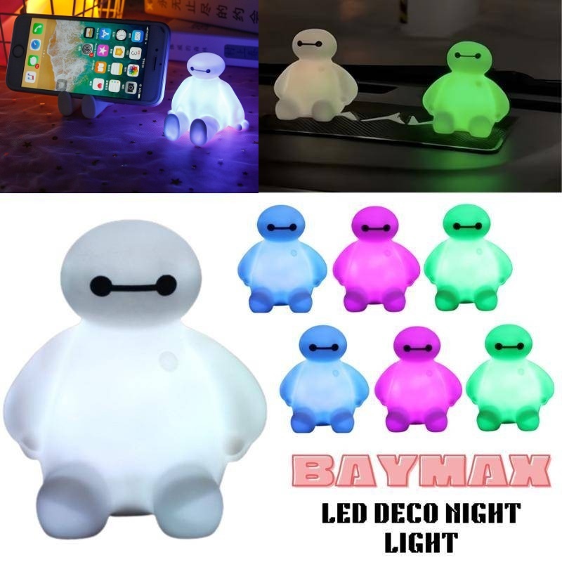 BAYMAX 7 Color LED Night Light Cartoon lamp Phone Holder Bedroom Car ...