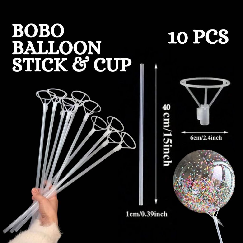 40cm High Quality Plastic Balloon Stick / Batang Belon and Cup for Foil ...