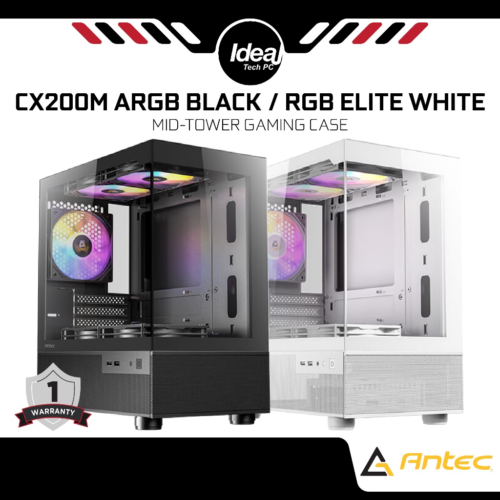 ANTEC CX200M ARGB BLACK / RGB ELITE WHITE | 270° WIDE-VIEW TEMPERED ...