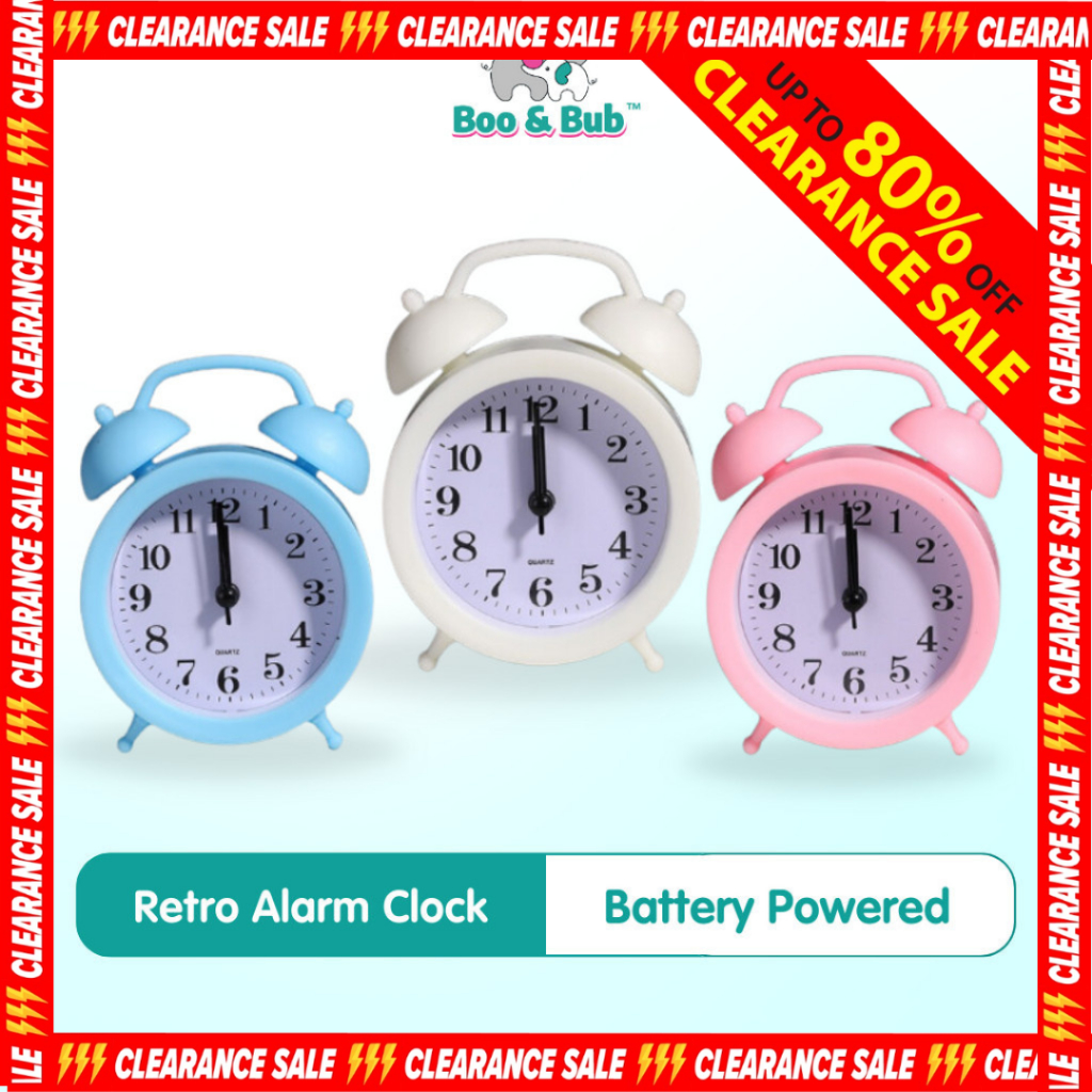 Retro Round Alarm Clock | Desktop Table Bedside Clocks Kids Adults ...