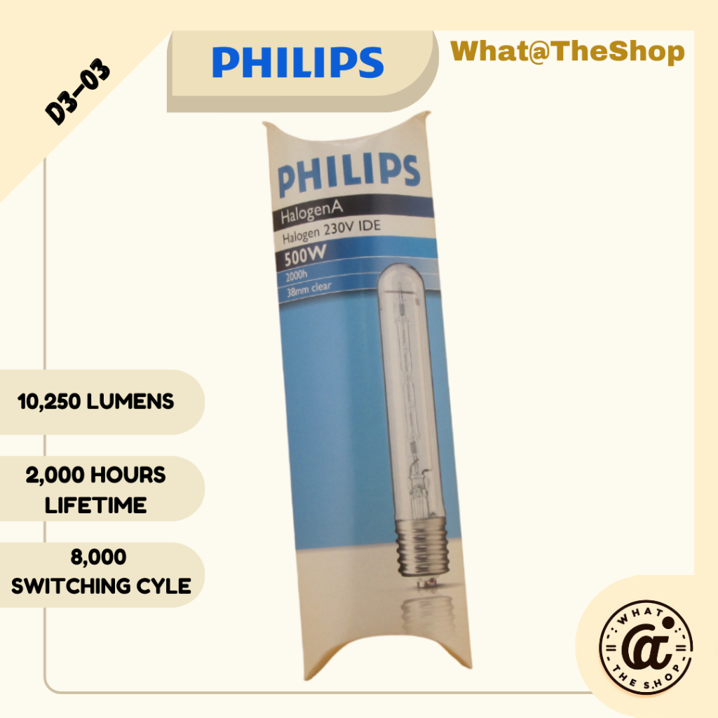 PHILIPS HALOGEN BULB - HalogenA IDE 500W E40 230V CL 1CT/6 | Shopee ...