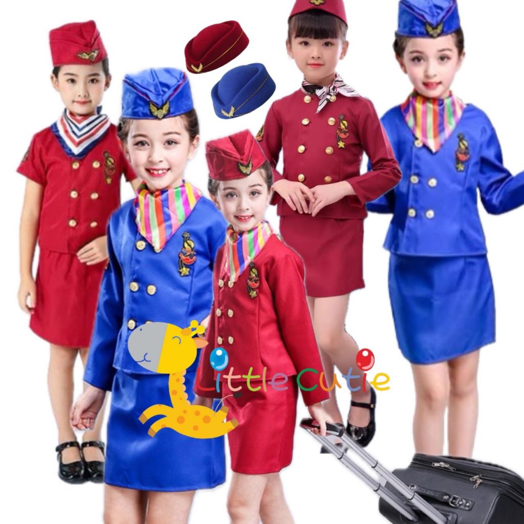 Little Cutie Kids Pilot Flight Attendant Cosplay Uniforms Children ...