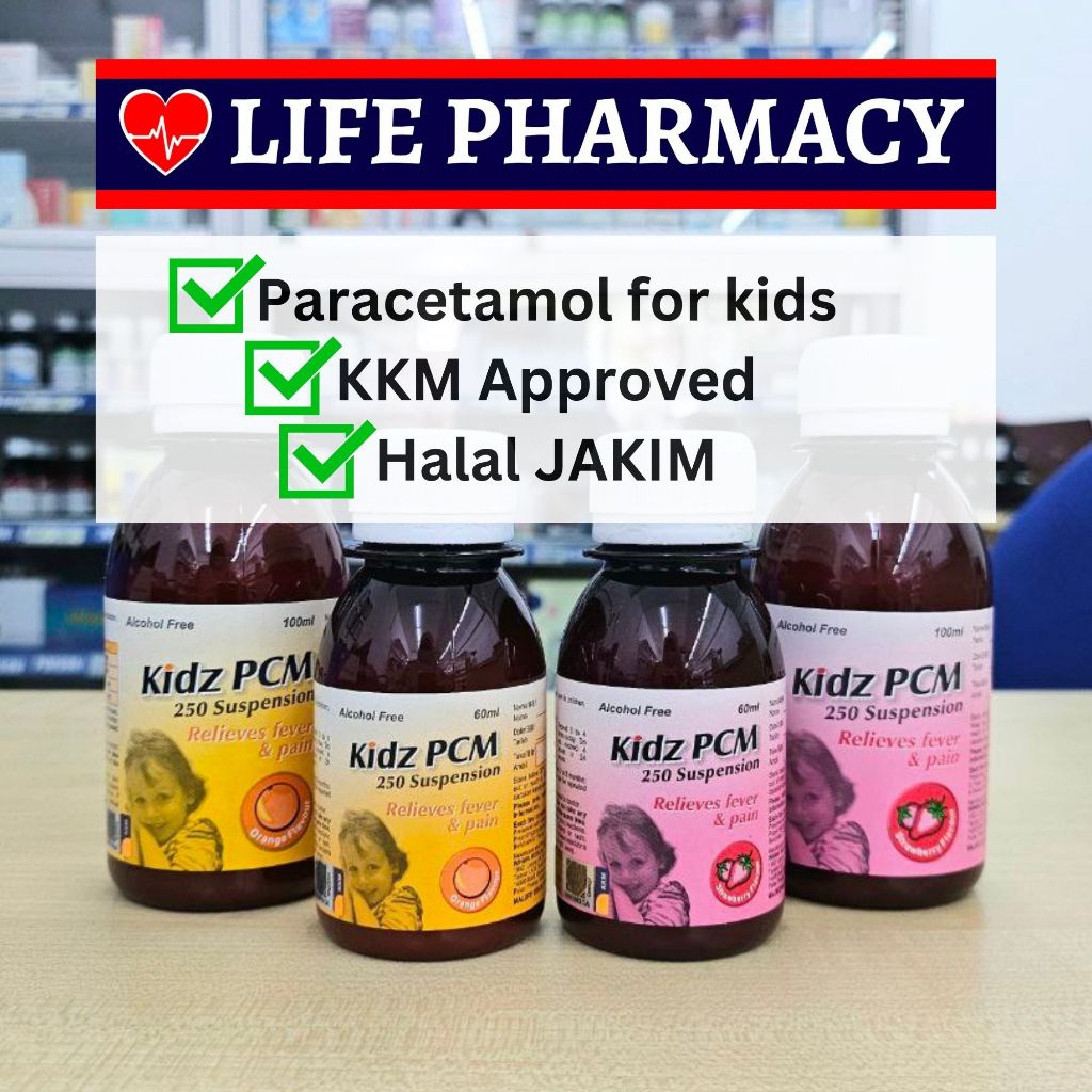 [Halal & KKM Approved] Kidz PCM Paracetamol 250mg/5mL Suspension 100ML ...