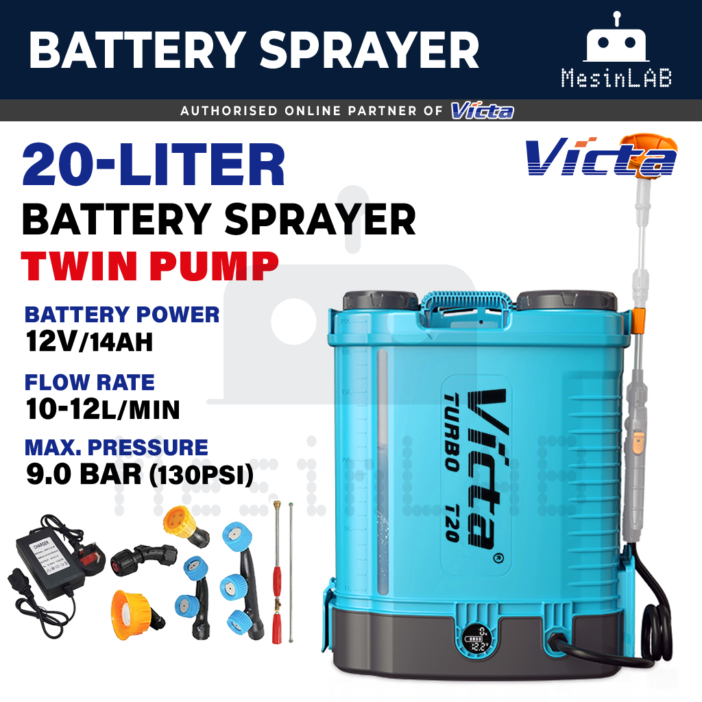 (Twin Pump) VICTA 20L Battery Sprayer Pump T20 & TS20 Turbo Mesin Pam Racun Bateri Double Pump ...