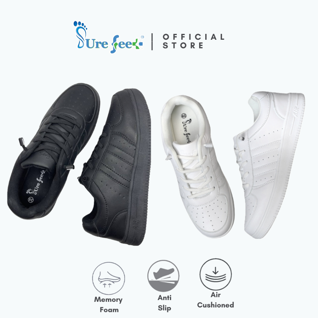 SURE FEET Unisex Slip Resistant Sneakers (SFEL2002 & SFEL2003) | Black ...