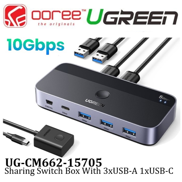 UGREEN UG-CM662-15705 2 IN 4 OUT SHARING SWITCH BOX USB 3.0 WITH 3XUSB ...