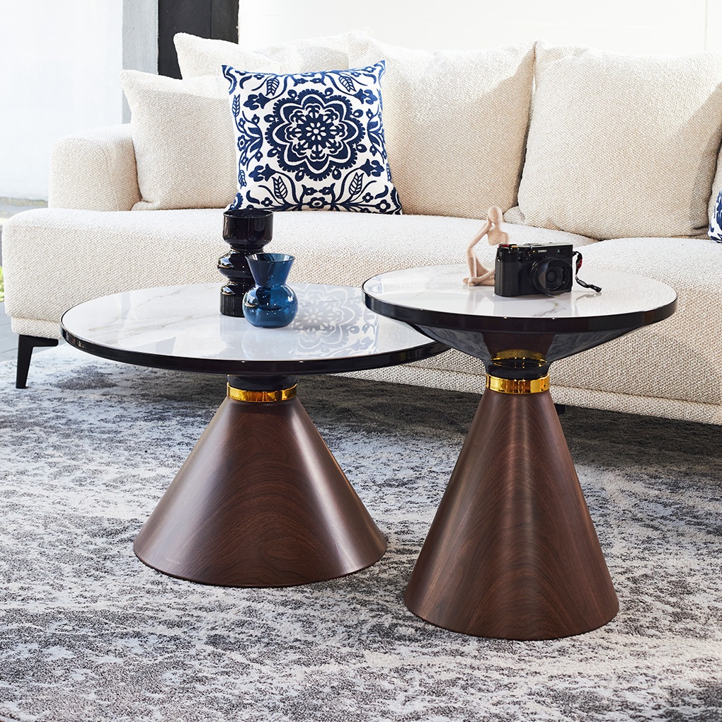 Set Meja Kopi Bulat MONTI Modern Design Nesting Round Coffee Table ...