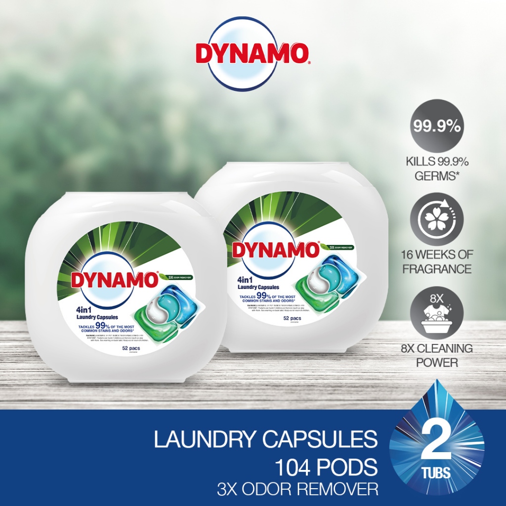 [TWIN PACK] DYNAMO 4in1 Laundry Capsules 3X Odor Remover 10ml*52pcs ...
