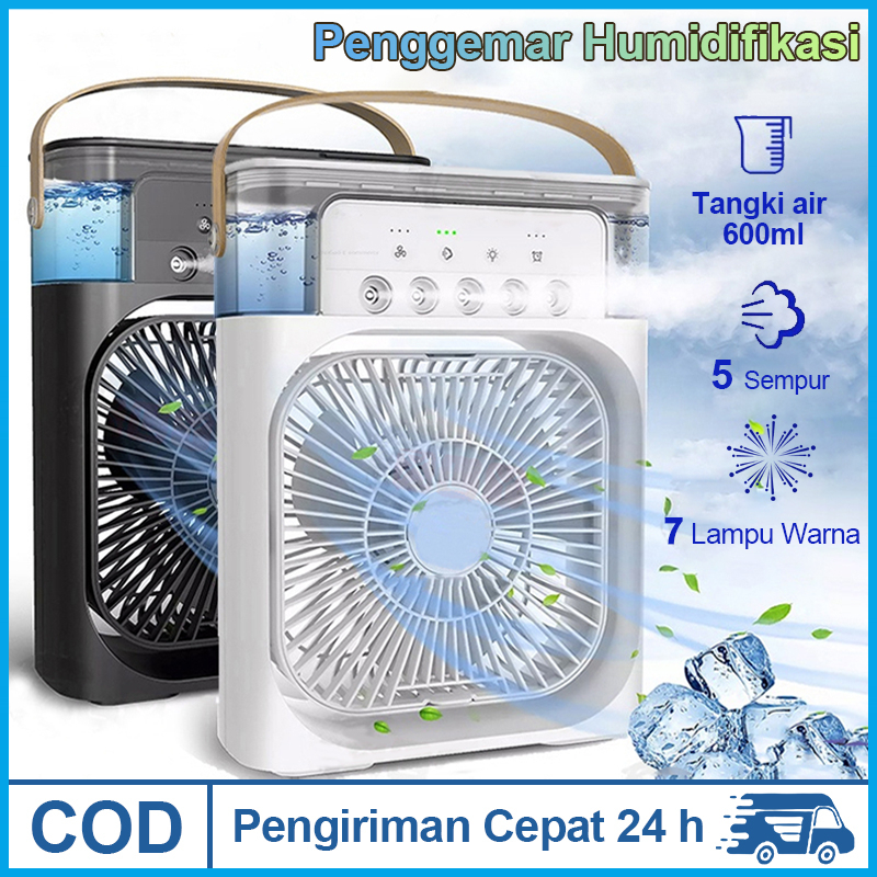 Multi-function kipas mini air cond portable 5 spray 7 colors light ...