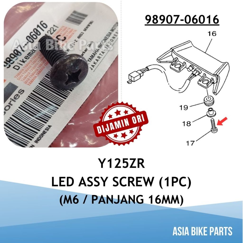 Yamaha Original Y125ZR L.E.D Assy Screw Bunga Ikat LED - 98907-06016 ...