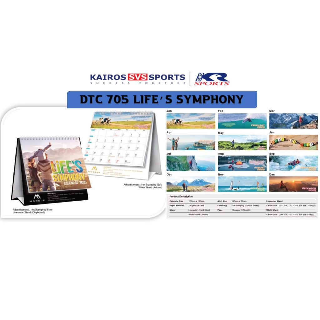 Calendar Life's Symphony (with Quotes) | Desk Calendar | Kalendar 2025 ...