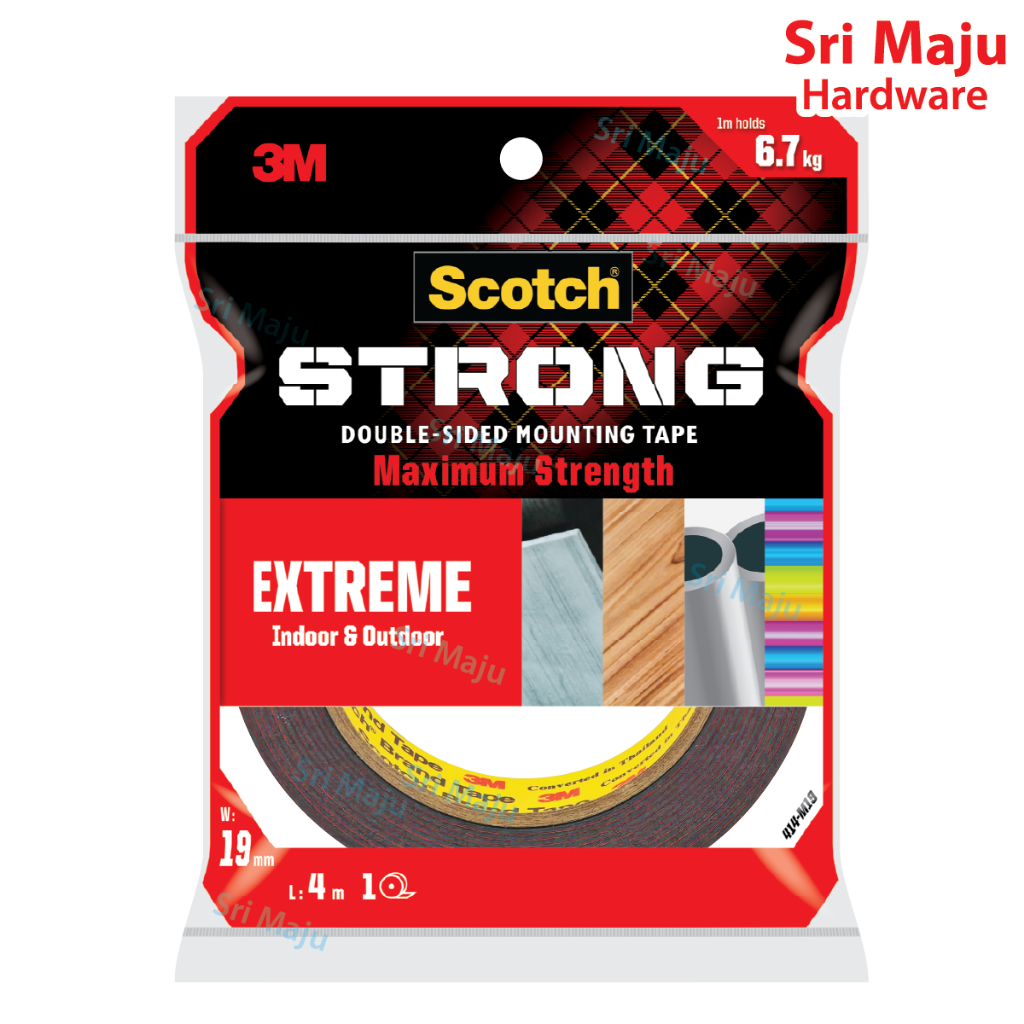 MAJU 3M Scotch 414 Extreme Outdoor Indoor Mounting Double Side Sided Tape Width 19mm Length 1.5M ...