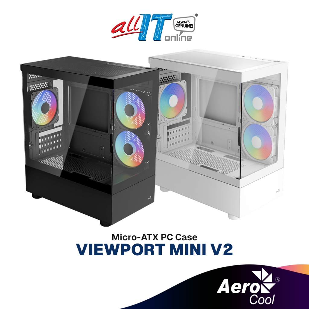 AeroCool Viewport Mini V2 Black / White Micro ATX (mATX) Gaming PC Case ...