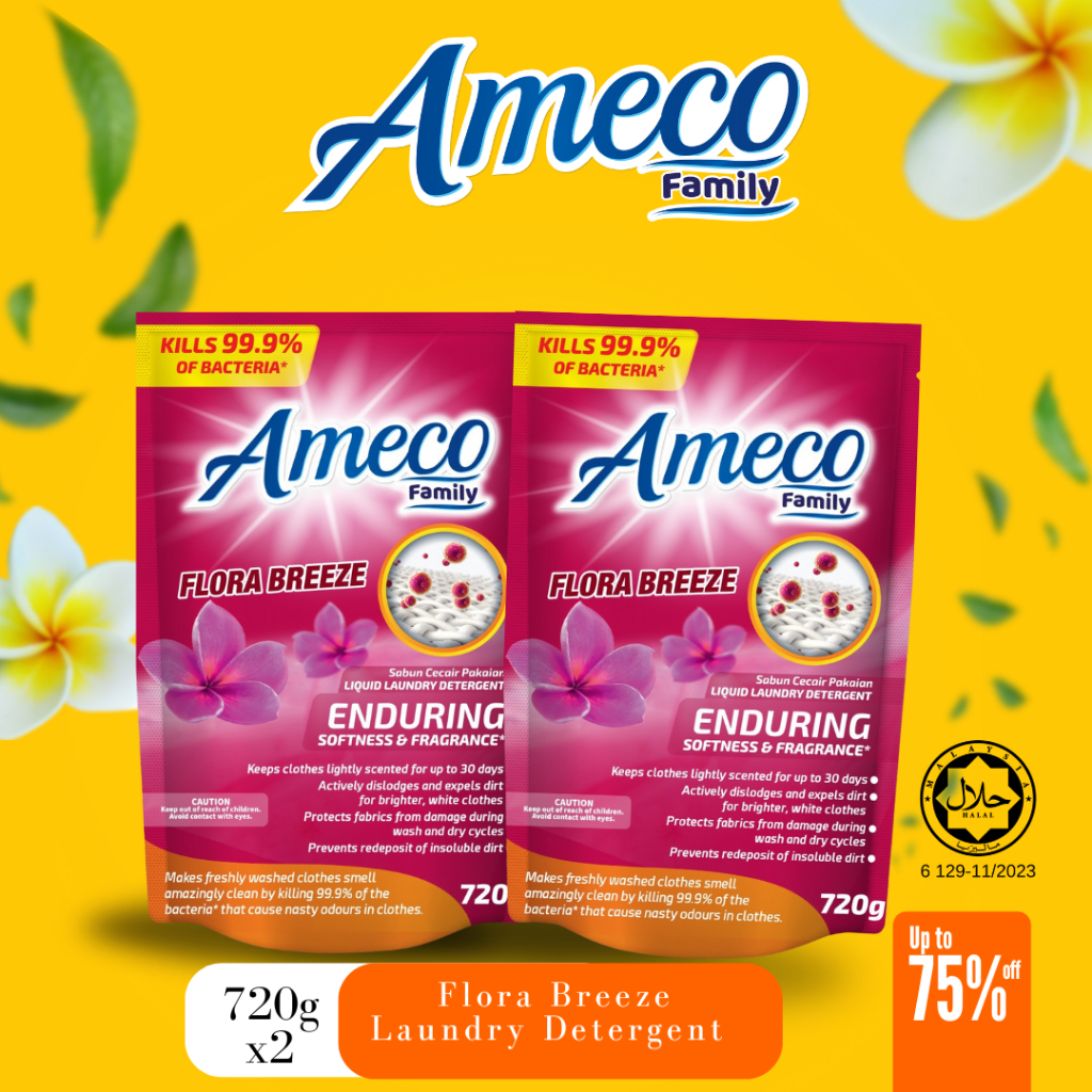 Ameco Combo Set (720g x2) Flora Breeze Laundry Detergent Indoor Drying ...