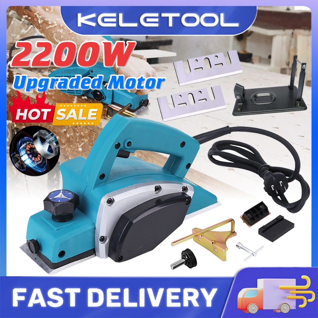 2200W Mesin Ketam Kayu Electric Wood Planer Machine HandHeld Wood ...