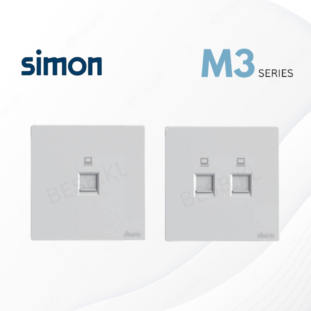 Simon M3 Series 1 Gang 2 Gang Data Outlet Cat5E RJ45 585218 585228 ...