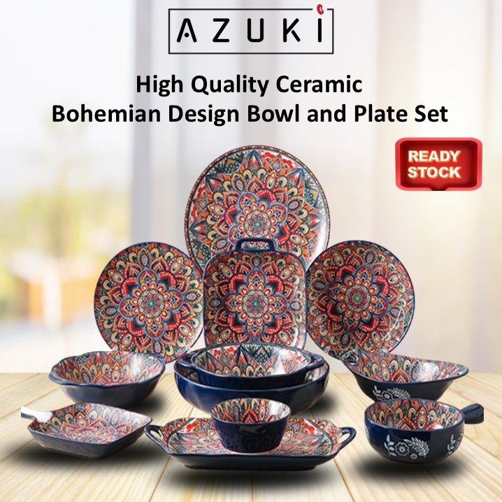 AZUKI Premium Bohemian Style Nordic Ceramic Dinnerware Dinner Set ...