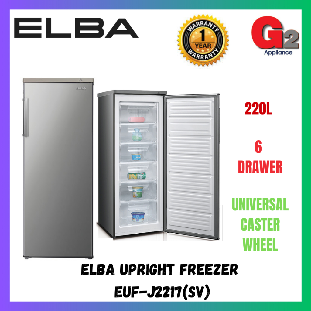 ELBA -(AUTHORISED DEALER) UPRIGHT FREEZER 220L EUF-J2217(SV) -W550 x H1 ...